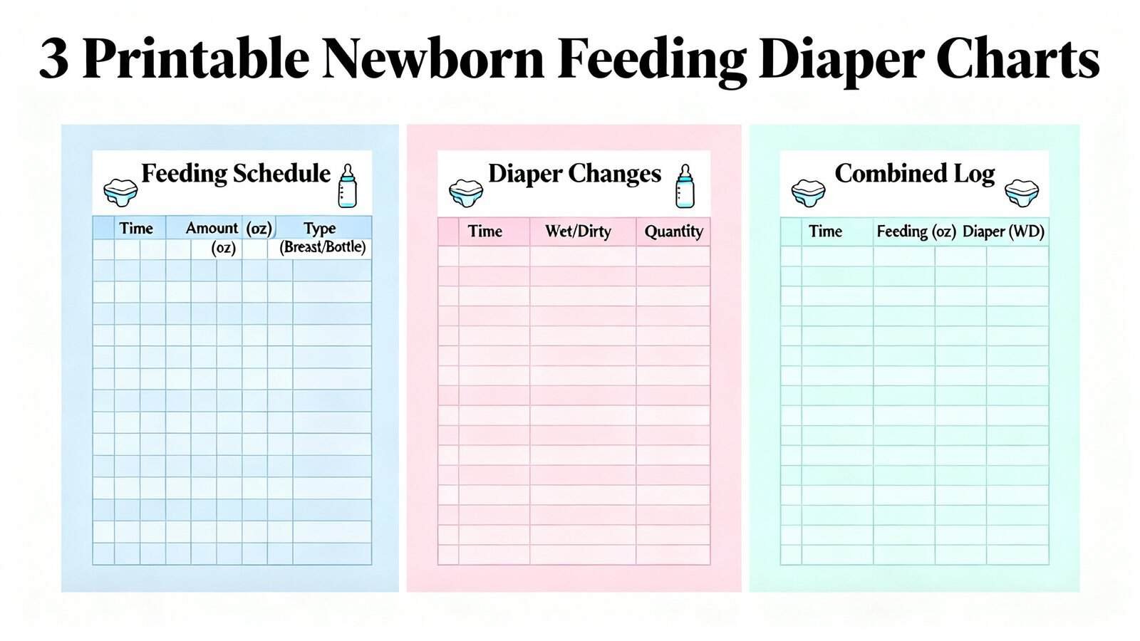 3 Printable Newborn Feeding Diaper Charts - NBB World